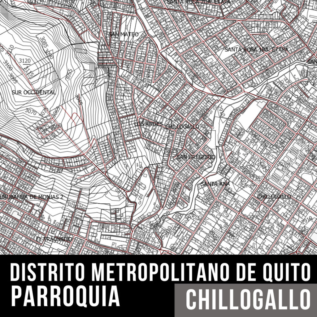 MAPA PREDIAL PARROQUIA CHILLOGALLO DM QUITO + CURVAS DE NIVEL ...