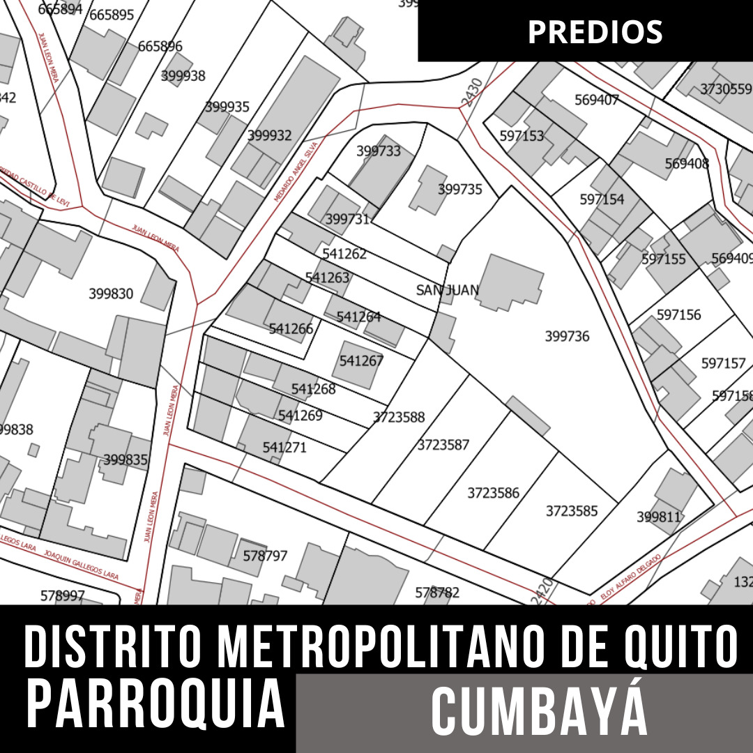 MAPA PREDIAL PARROQUIA CUMBAYÁ DM QUITO + CURVAS DE NIVEL ...