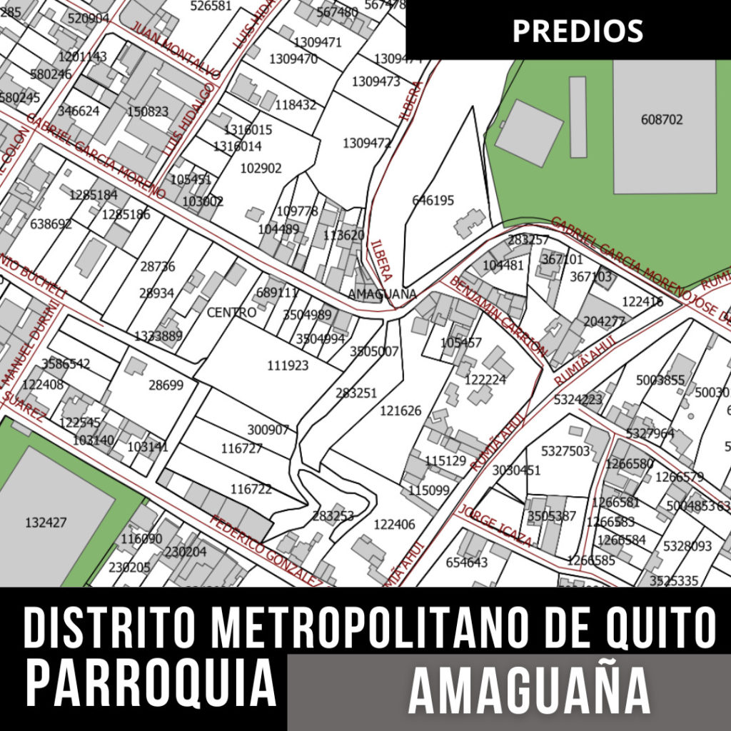 MAPA PREDIAL PARROQUIA AMAGUAÑA DM QUITO + CURVAS DE NIVEL ...
