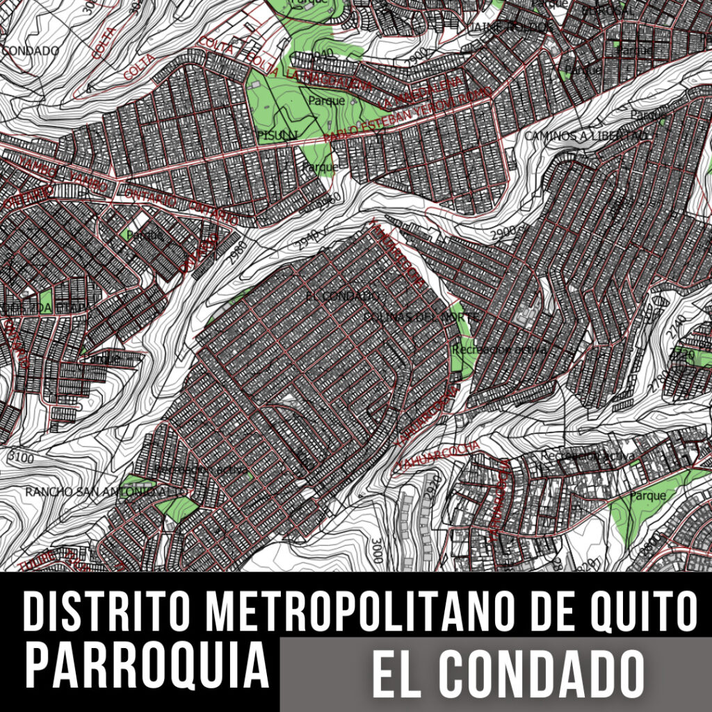 MAPA PREDIAL PARROQUIA EL CONDADO DM QUITO + CURVAS DE NIVEL ...