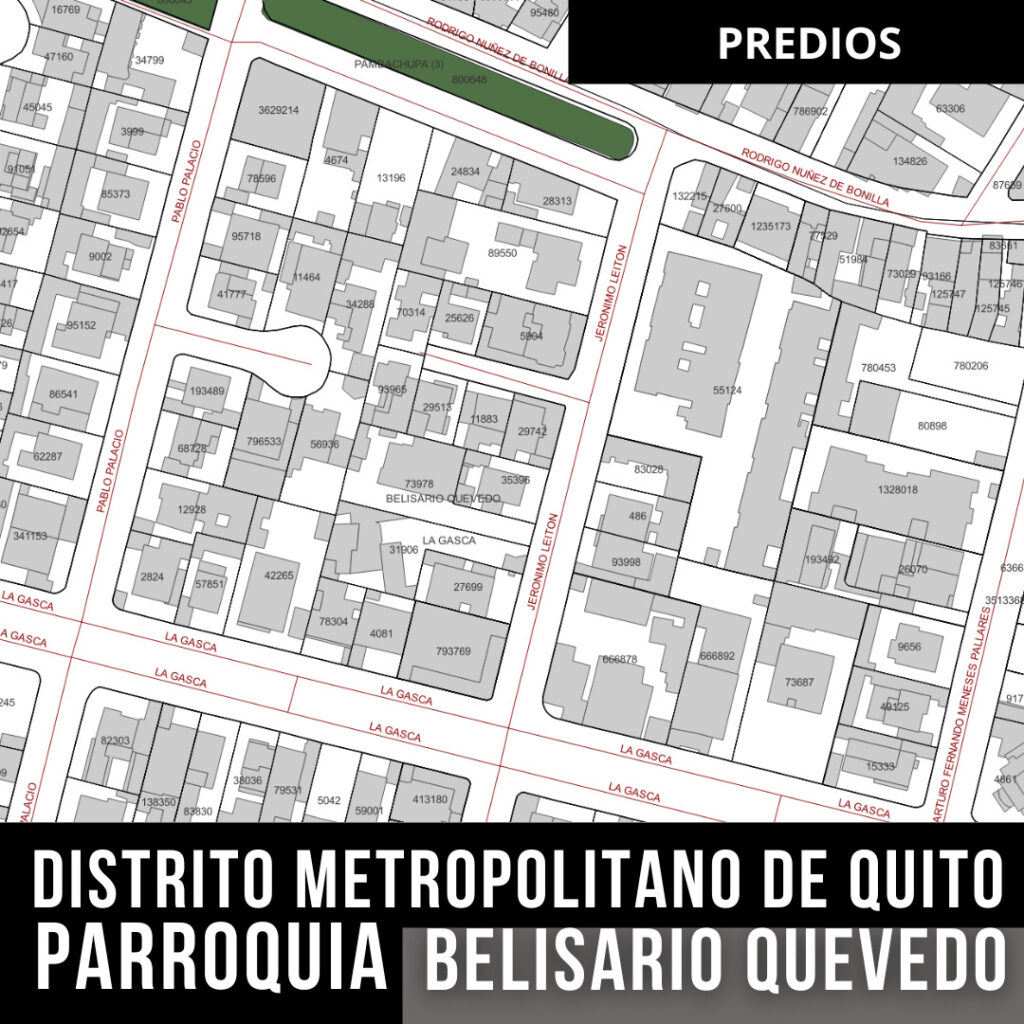 MAPA PREDIAL PARROQUIA BELISARIO QUEVEDO DM QUITO + CURVAS DE NIVEL ...