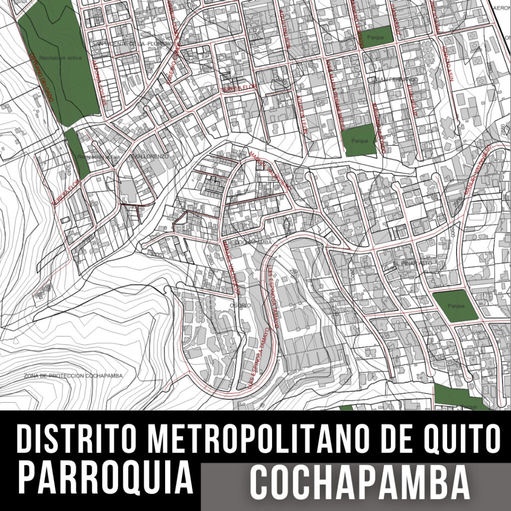 MAPA PREDIAL PARROQUIA COCHAPAMBA DM QUITO + CURVAS DE NIVEL ...