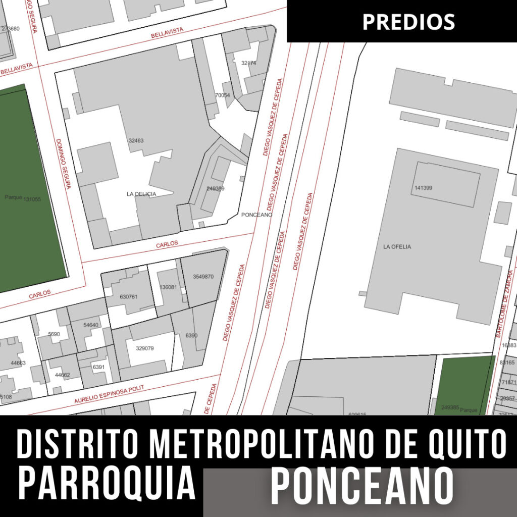 MAPA PREDIAL PARROQUIA PONCEANO DM QUITO + CURVAS DE NIVEL ...