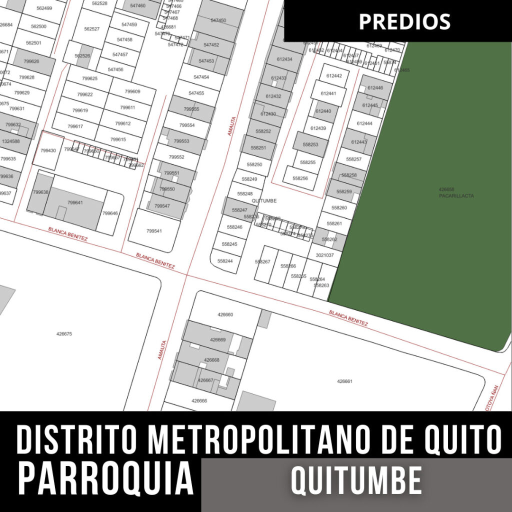 MAPA PREDIAL PARROQUIA QUITUMBE DM QUITO + CURVAS DE NIVEL ...