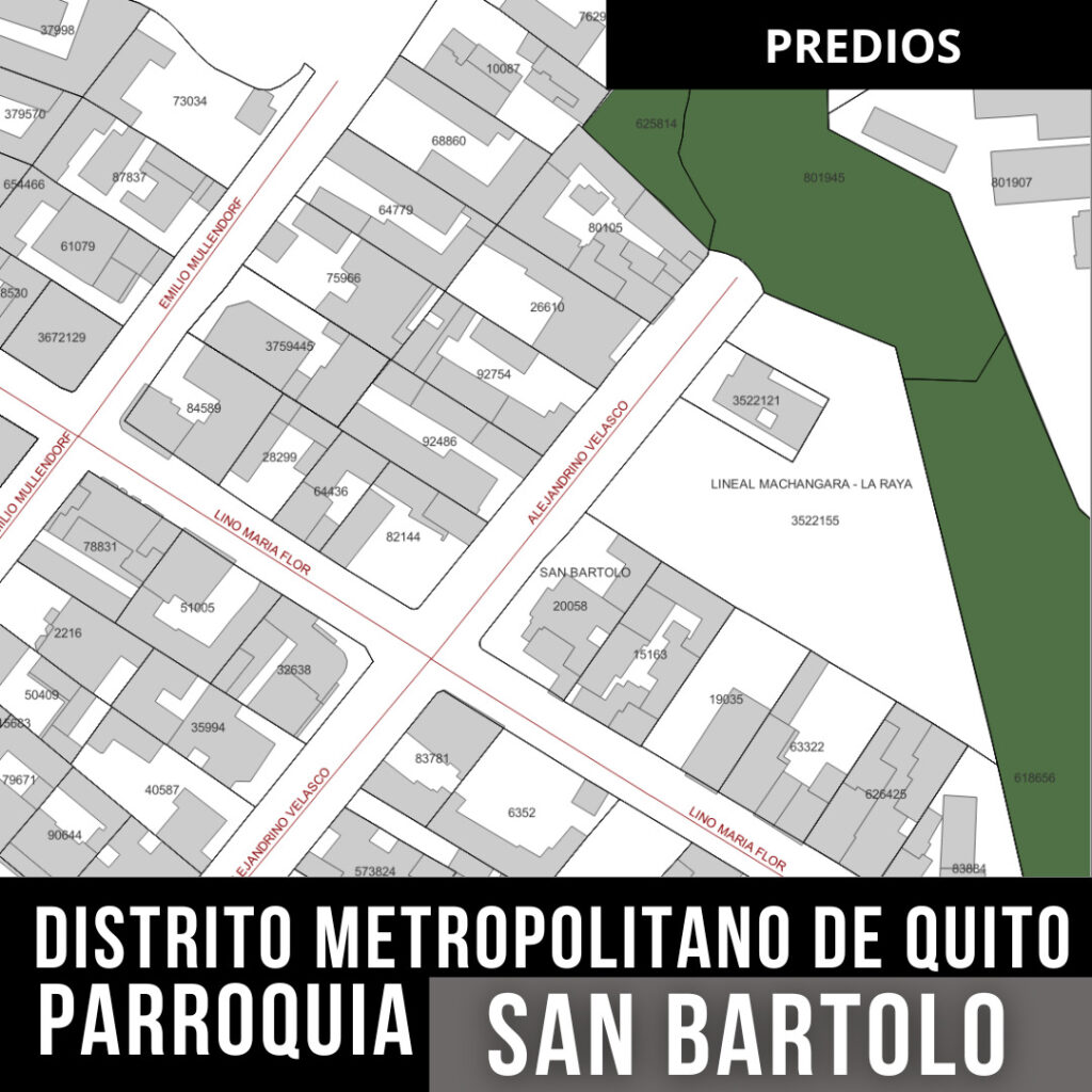 MAPA PREDIAL PARROQUIA SAN BARTOLO DM QUITO + CURVAS DE NIVEL ...
