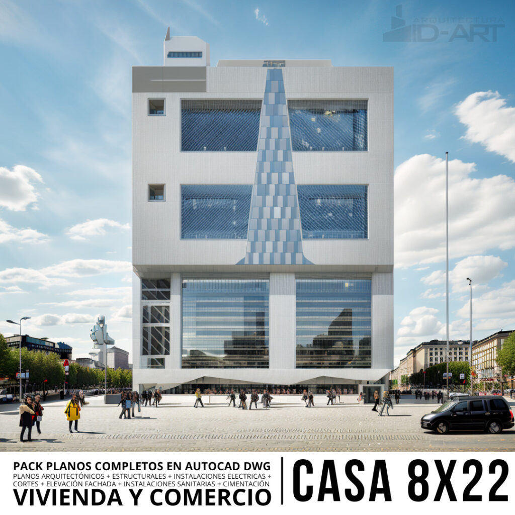DESCARGA CASA 176m2 (8m X 22m) PLANOS COMPLETOS EN AUTOCAD DWG VIVIENDA ...