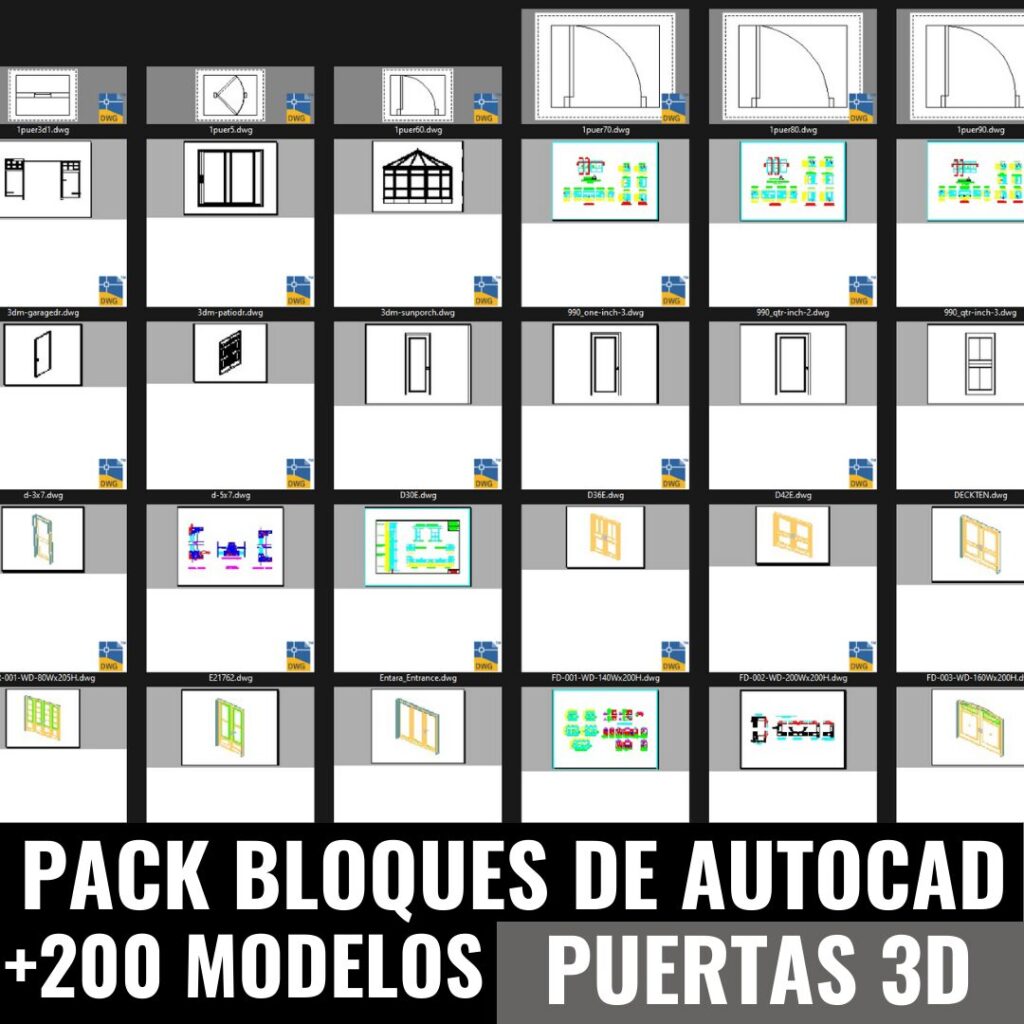 DESCARGA GRATIS PACK PUERTAS +200 BLOQUES EN AUTOCAD 2D Y 3D ...